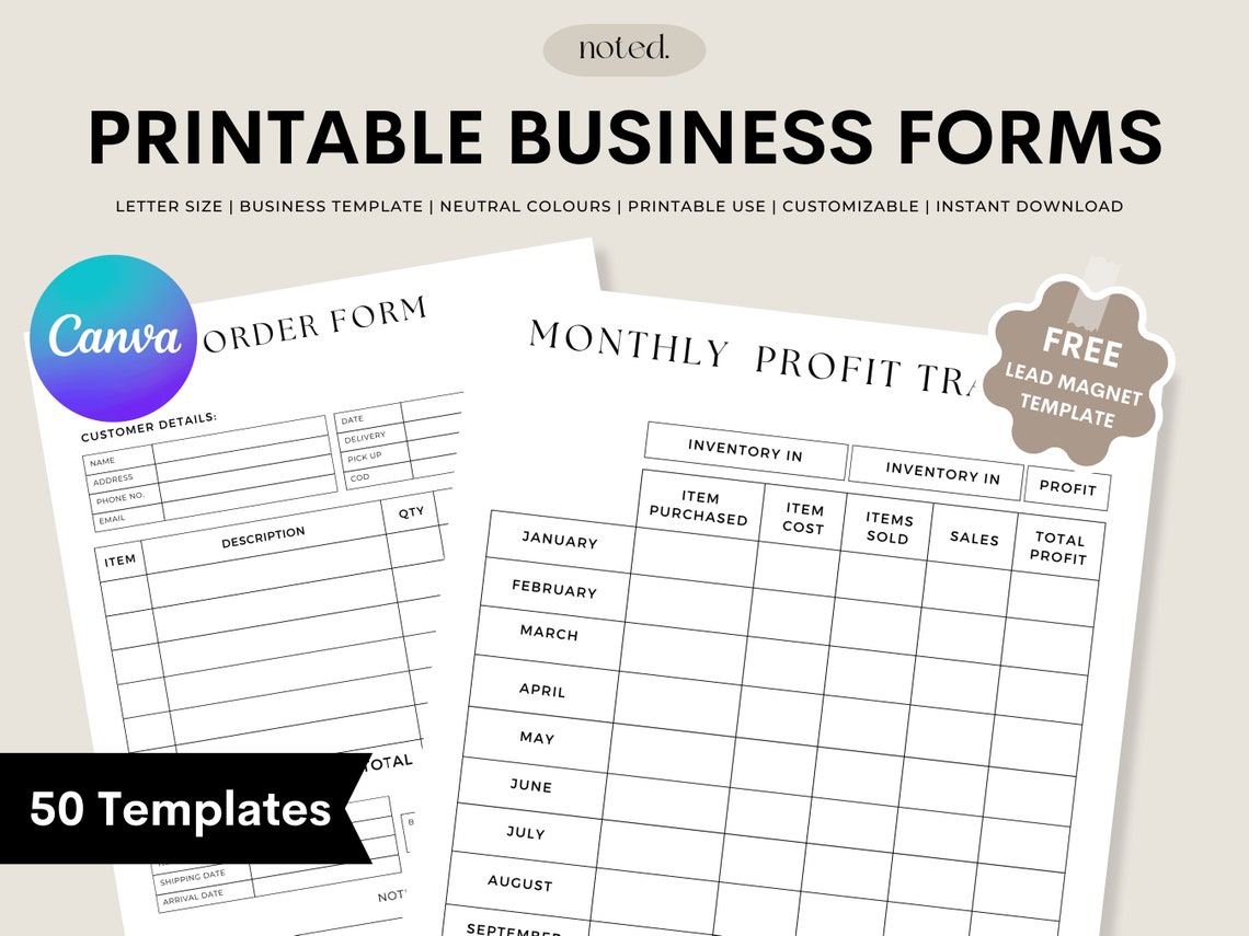 Printable Business Templates Small Business Bundle Business - Etsy