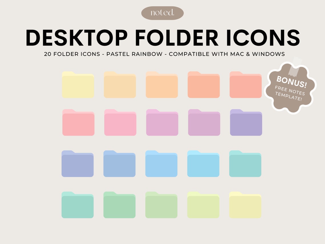 Pastel Desktop Folder Icon for Mac and Windows, Mac Desktop Folder Icon ...