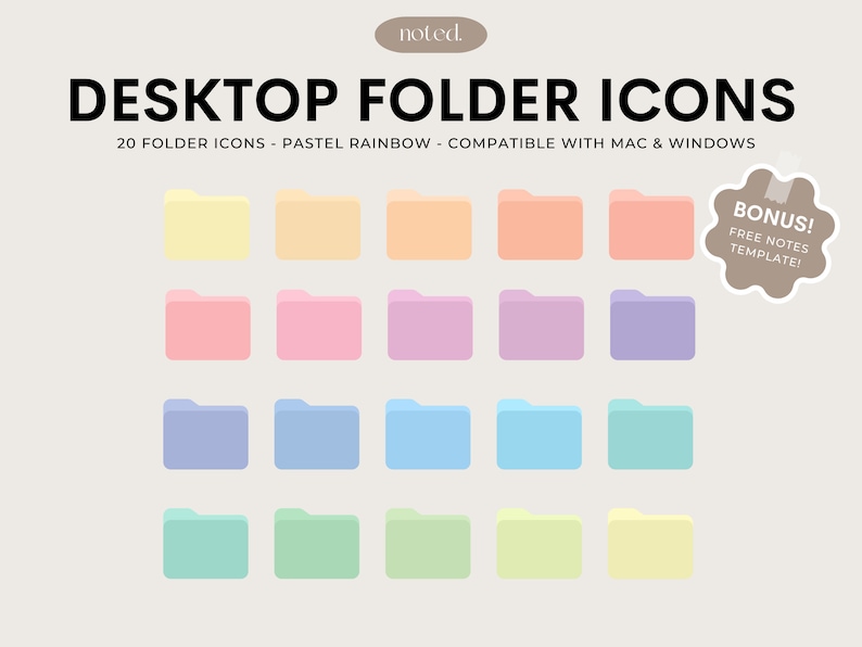 Pastel Desktop Folder Icon for Mac and Windows, Mac Desktop Folder Icon ...