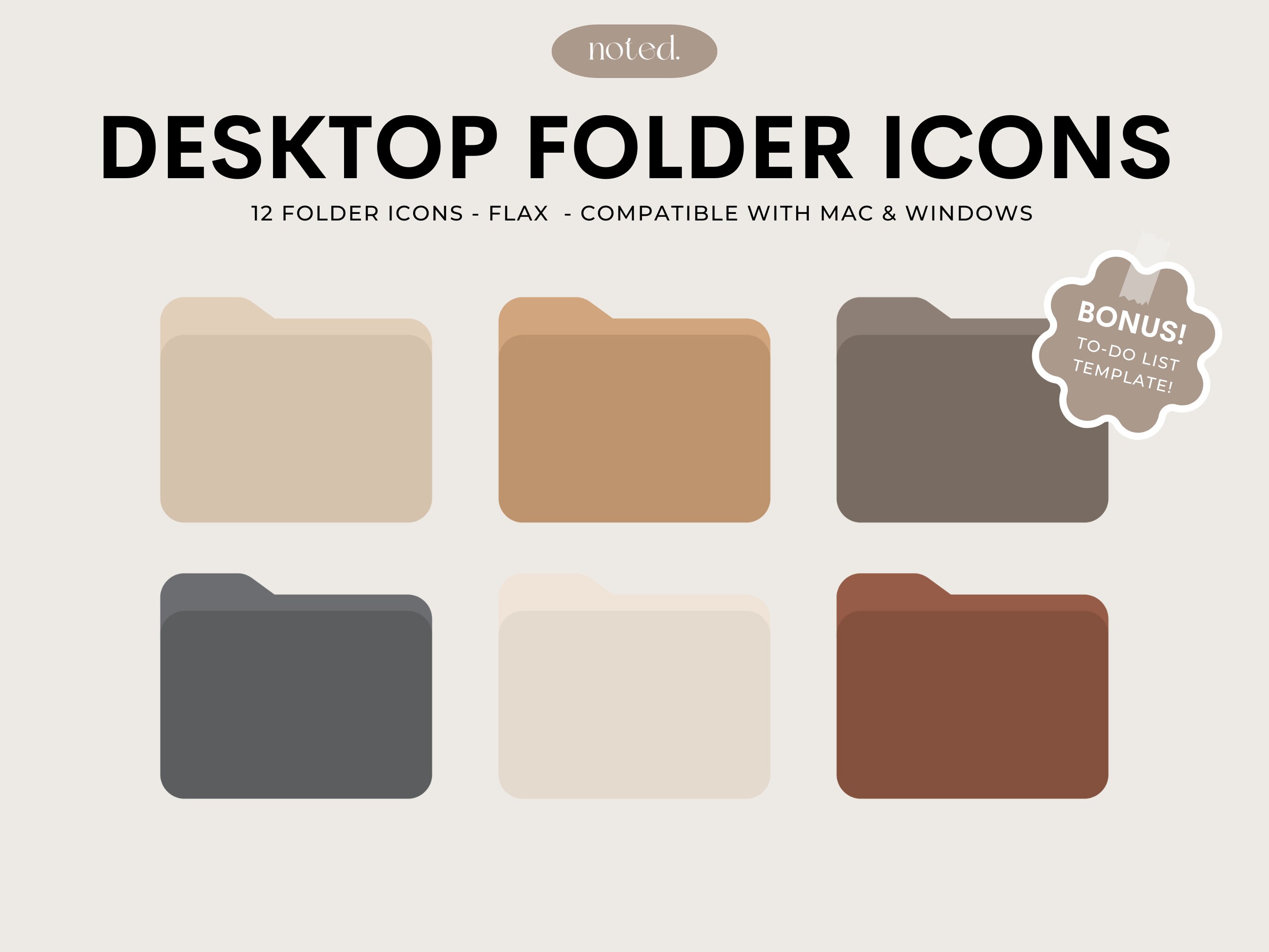 Neutral Desktop Folder Icon for Mac and Windows Folder Icon - Etsy