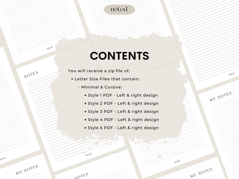 Printable & Digital Notes Template, Goodnotes, Lined Notes Template ...
