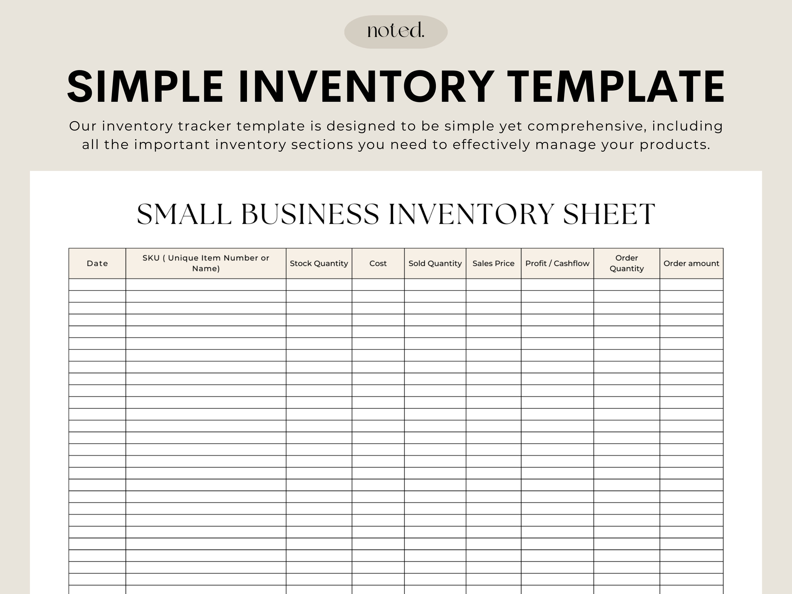 Digital Inventory Tracker, Inventory Management Form, Small Business ...