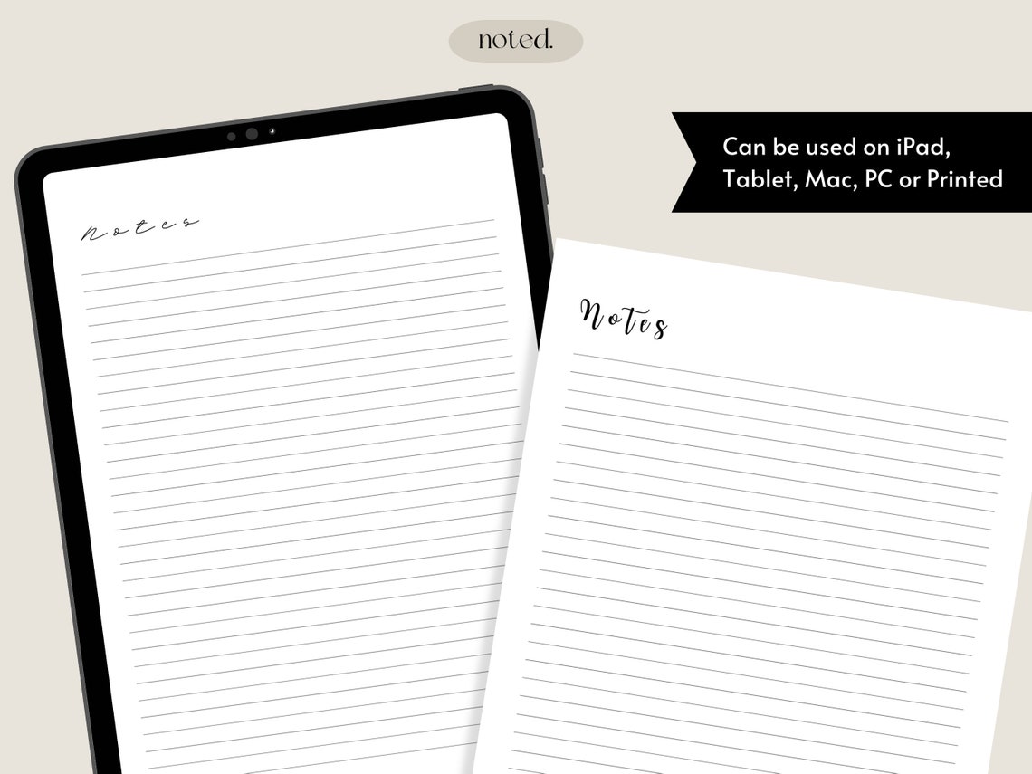 Cursive Notes Template: Lined Paper, A4/a5/letter (digital Download) - Etsy
