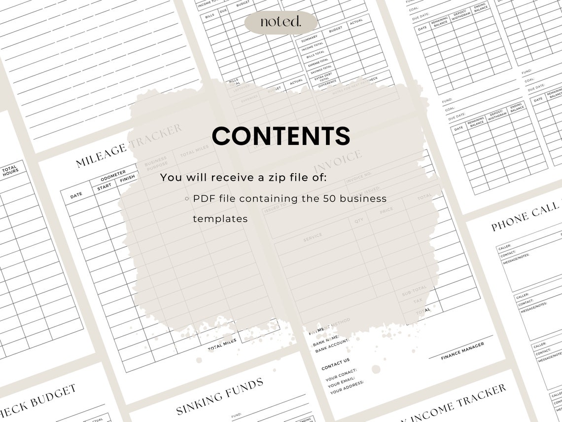 Printable Business Templates, Small Business Bundle, Business Form ...