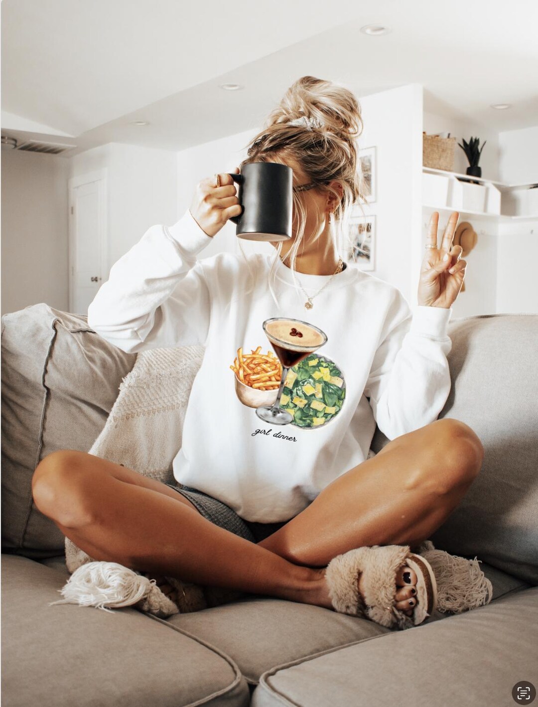Girl Dinner Sweater, Cute Graphic Sweatshirt, Trendy Comfy Pullover ...