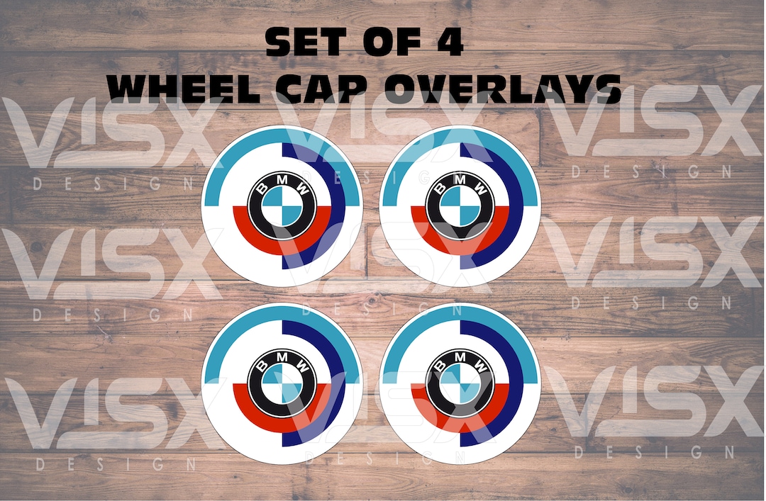 Set of 4 Pcs BMW Hub Cap Vinyl Sticker Overlay Emblem High Quality Fast ...