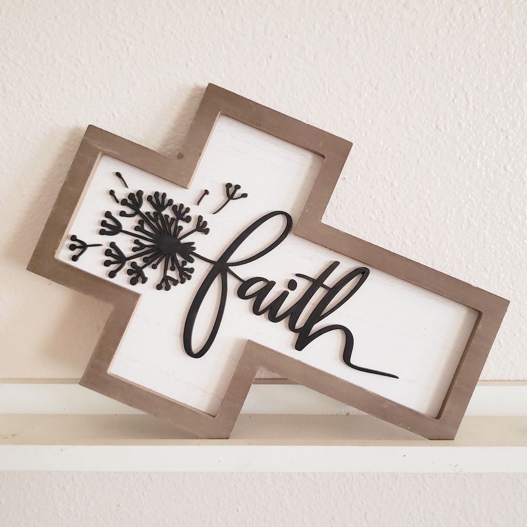 Faith, Wooden Cross, Handcrafted Wall Art, Family Sign, Wedding Gift ...