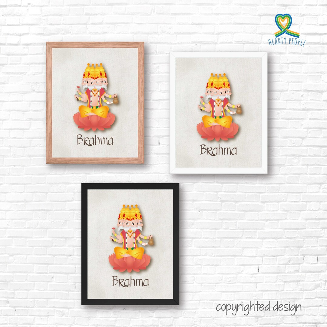 Framed Poster Brahma Hindu God Cute Wall Decor Great Gift Idea Mandala ...