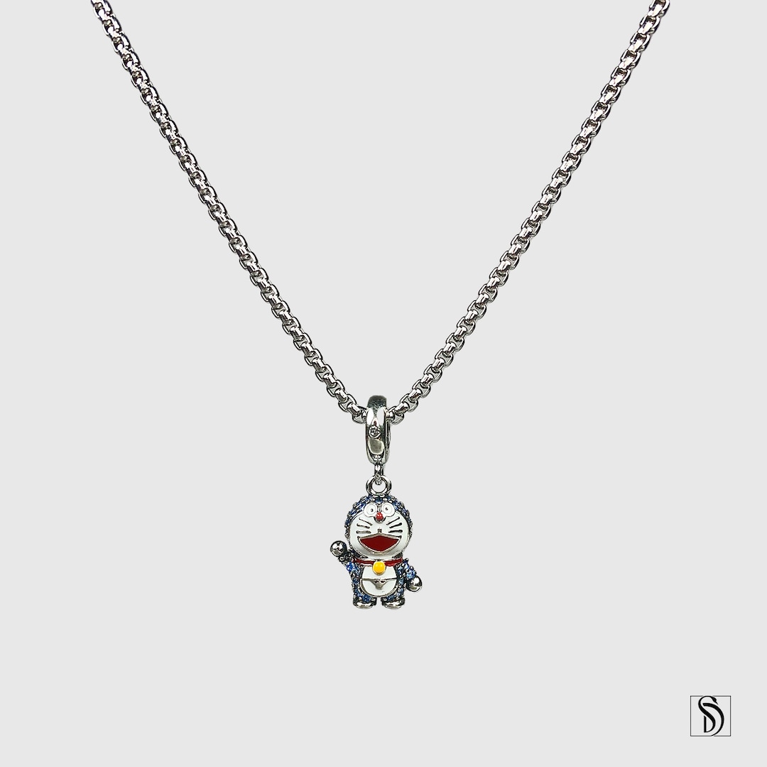Doraemon Gemstone Pendant Necklace, Premium Sterling Silver Classic ...