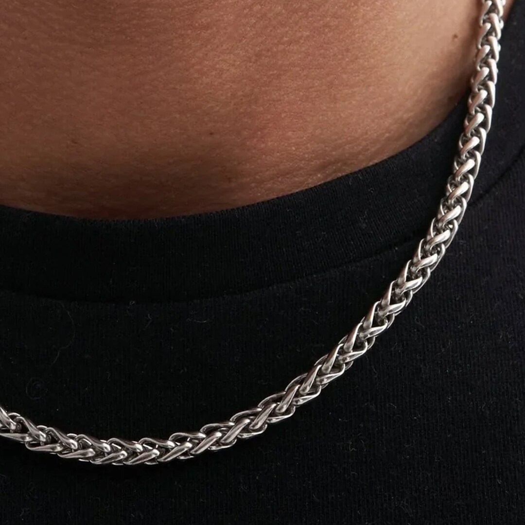 5mm Silver Wheat Chain 18K Stainless Steel Wheat Link Chain in Silver ...