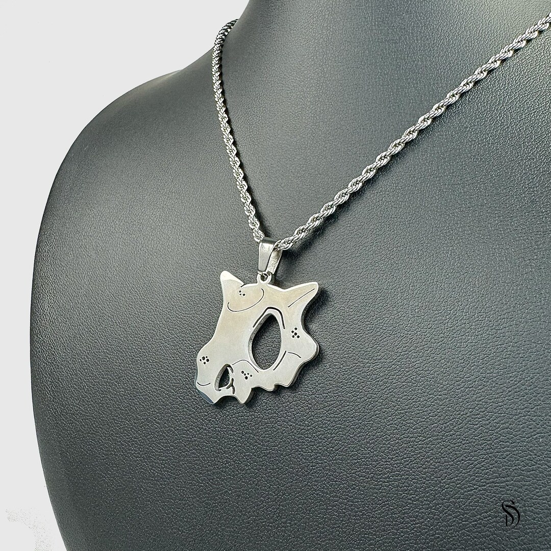 Silver Cubone Pokemon Pendant Necklace, Premium Stainless Steel Pokemon ...