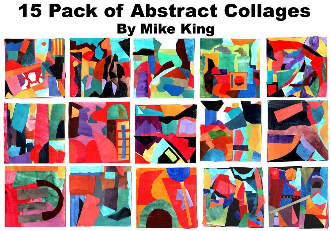 Abstract Collage Pack. Square Collages. 15 Total 12"x12" Prints ...