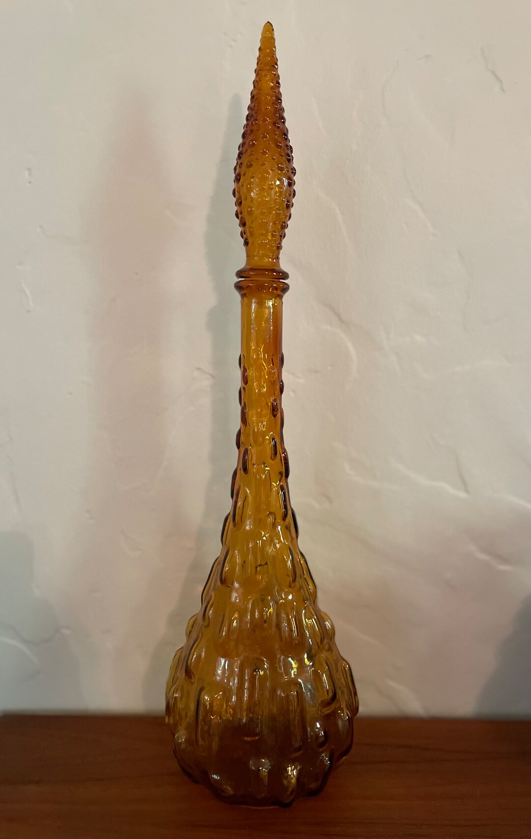 Vintage Empoli Amber Glass Brick Genie Bottle Decanter With Stopper 22. ...