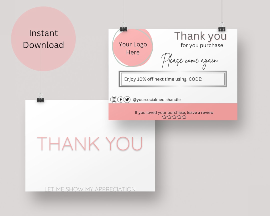 Editable Customer Packaging Insert Note | Thank You for Your Purchase ...