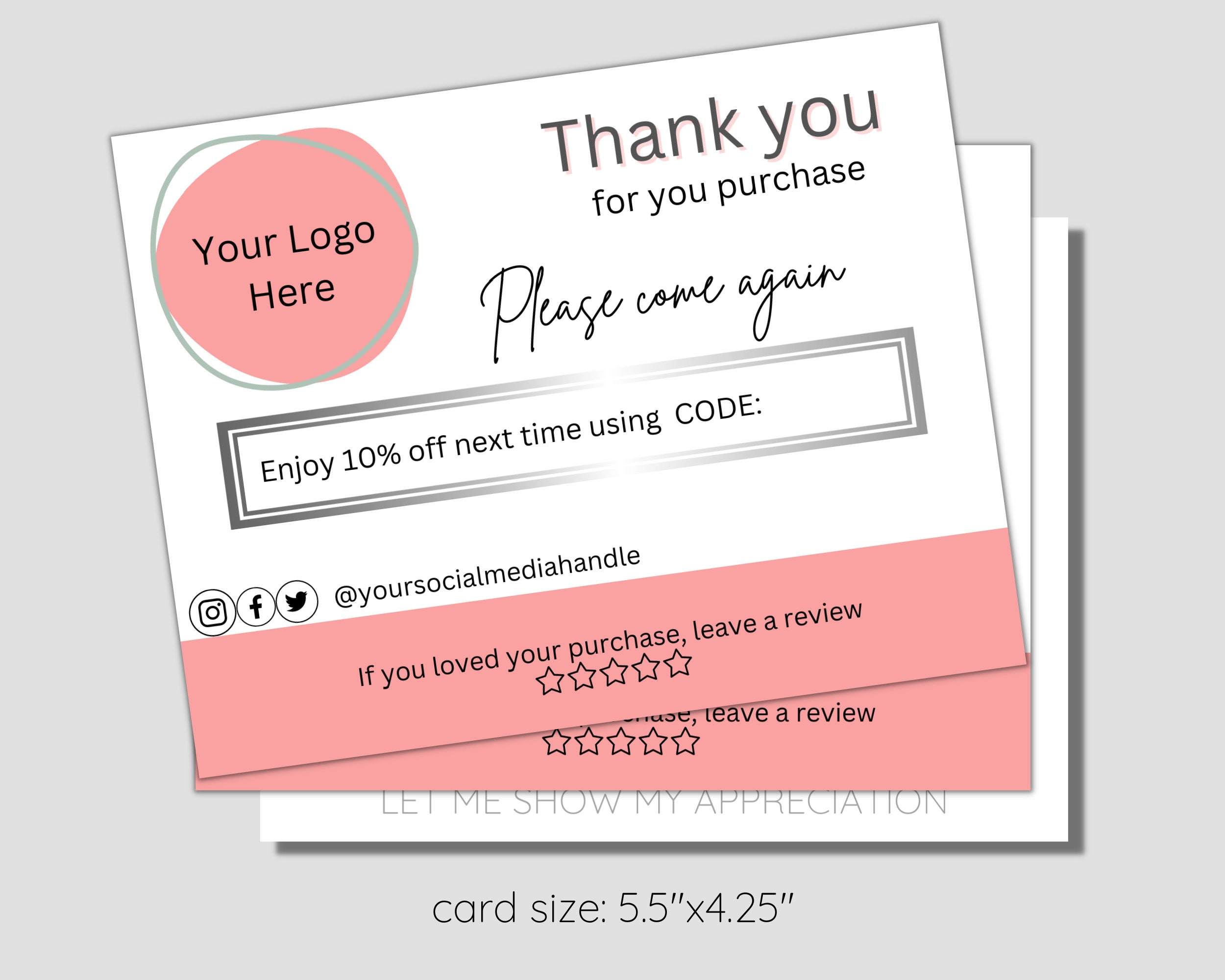 Editable Customer Packaging Insert Note | Thank You for Your Purchase ...
