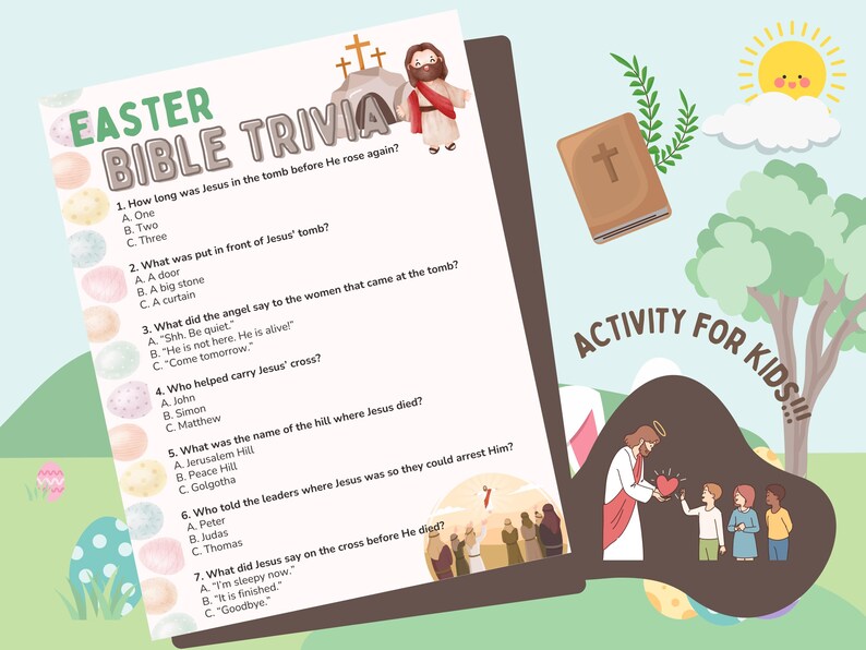 Easter Bible Trivia Game, Printable Easter Games Church, Christian Game ...