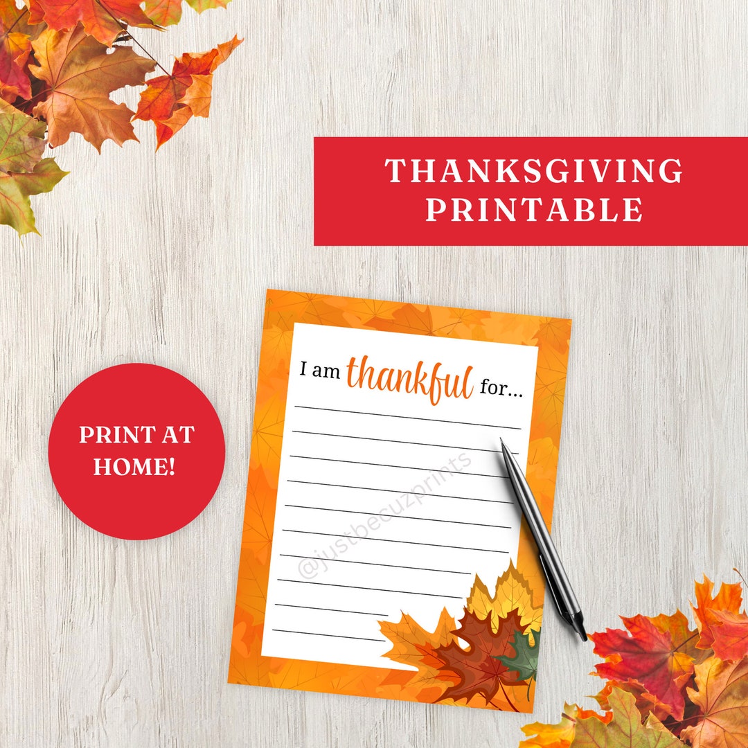 I Am Thankful for Thanksgiving Instant Download | Table Decor ...