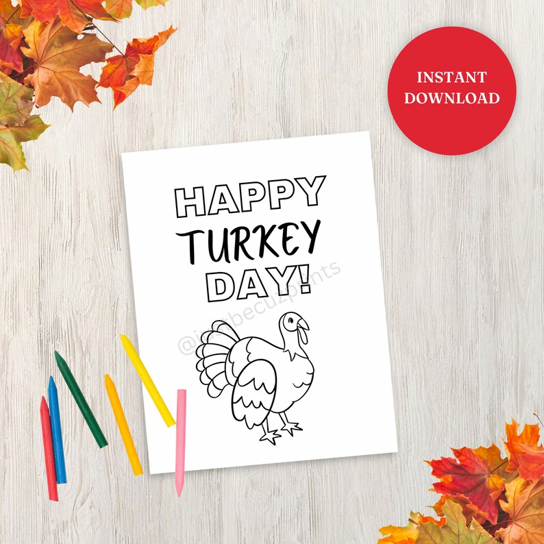 Thanksgiving Happy Turkey Coloring Sheet | Thanksgiving Printable| Kids ...