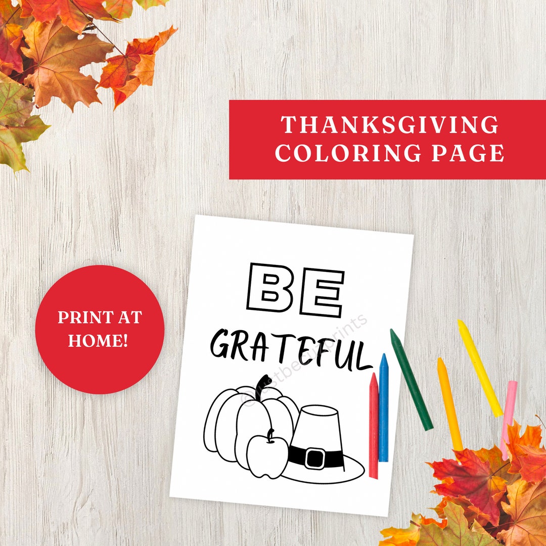 Hoja para colorear de Acción de Gracias Be Grateful / Imprimible de ...