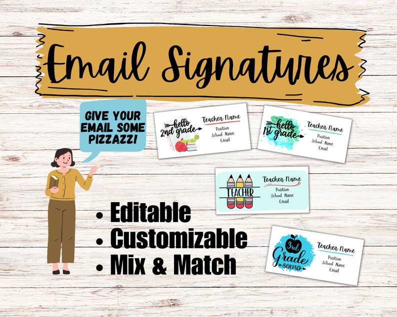 Editable Email Signatures for Teachers: 43 Pages - Etsy Australia