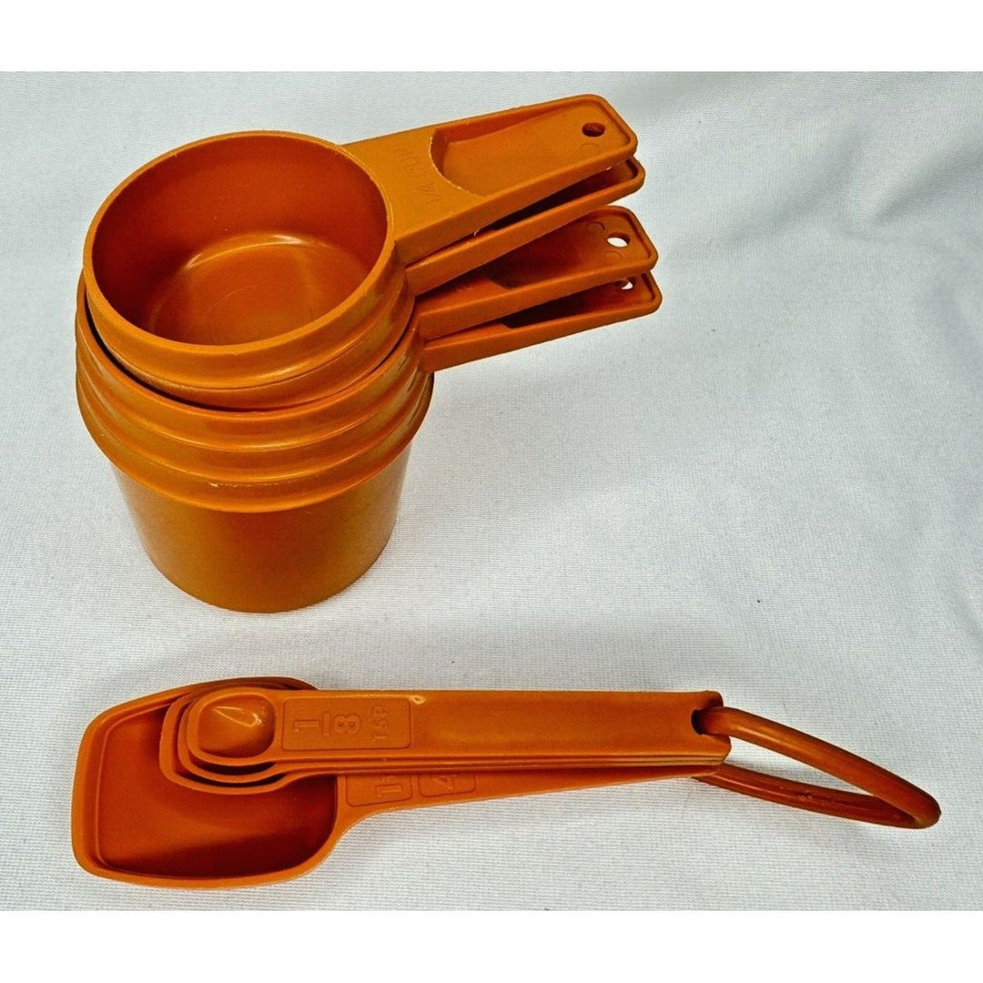 Vintage Orange Tupperware Measuring Cups and Spoons Retro 10 Pieces ...