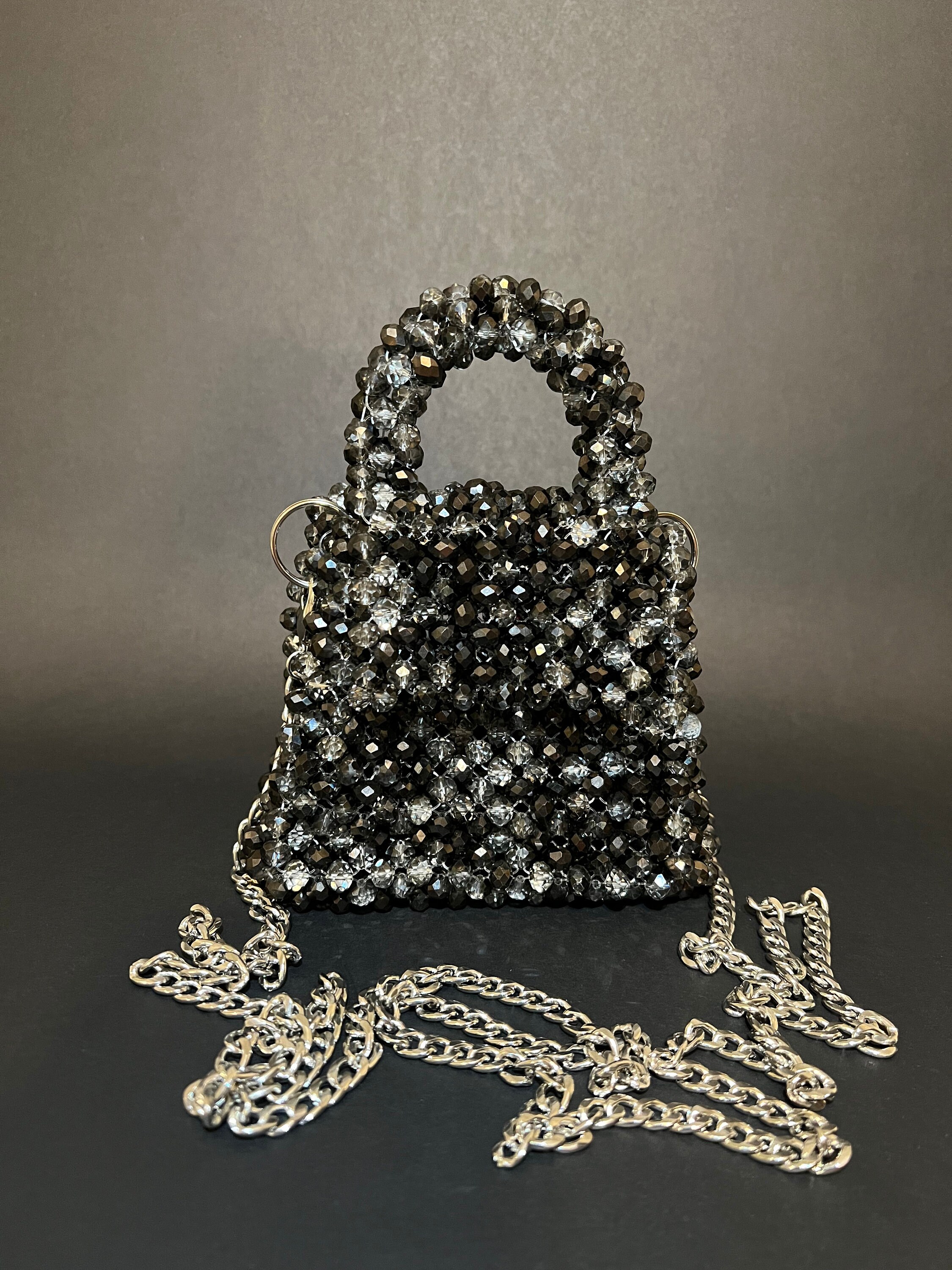 Crystal Space-gray Bead Bag, Bead LUXURY Bag, Women Bead Bag, Bead Bag ...