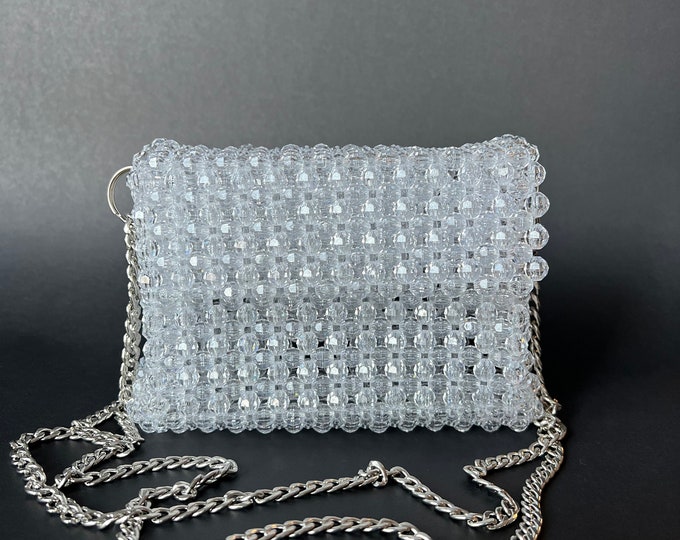 Crystal Clear Beaded Bag, Bead LUXURY Bag, Women Bead Bag, Bead Bag ...