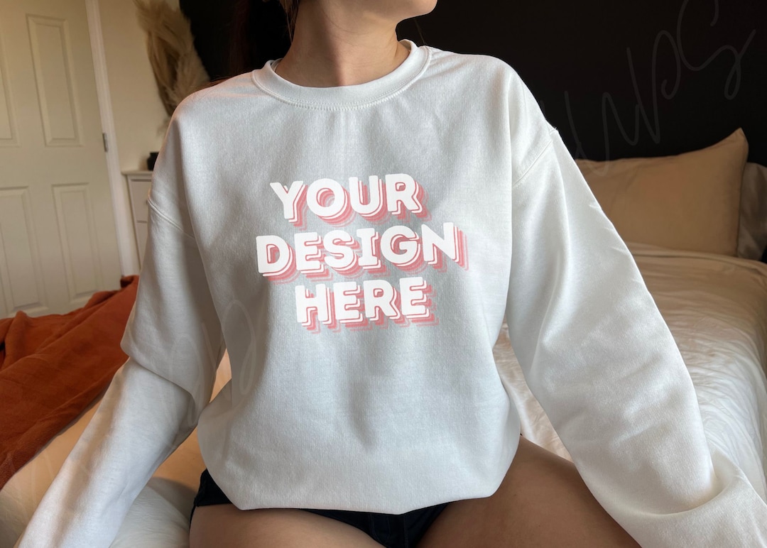 White Crewneck Mockup Digital Creation Print on Demand Mockup White ...