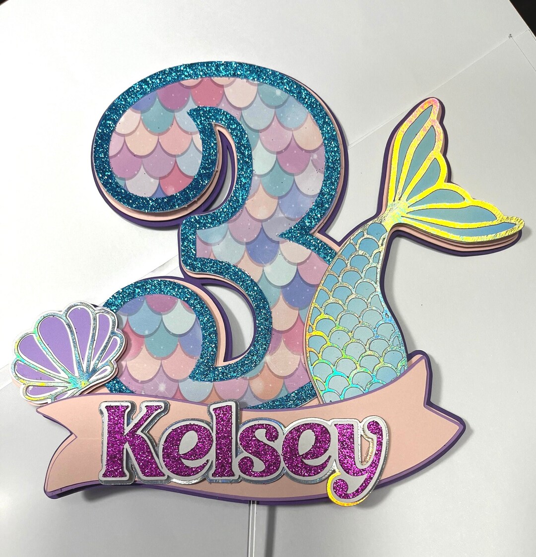Cake Topper, Mermaid Cake Toppers, Mermaid 1st Birthday, Mermaid ...