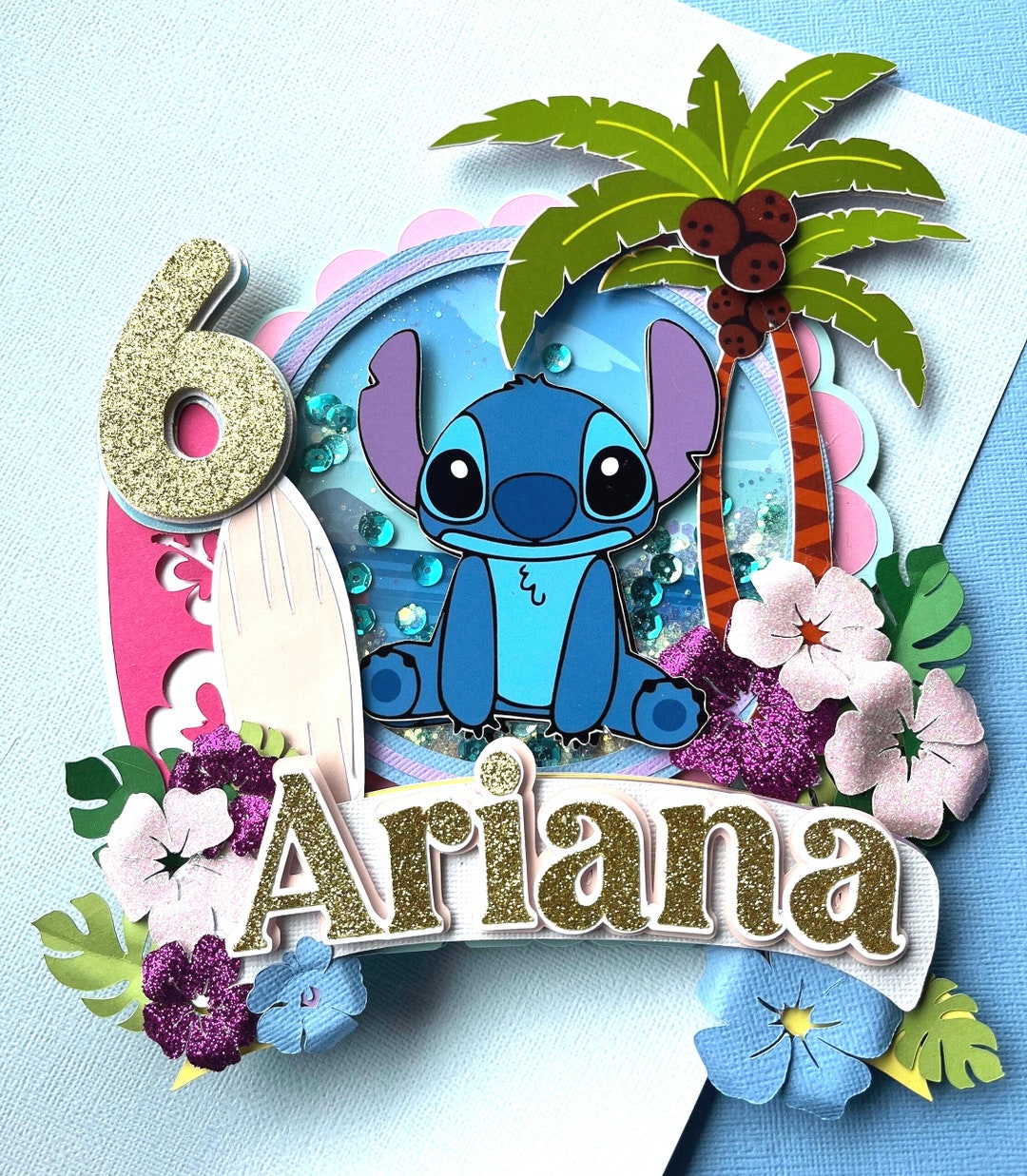 Stitch Inspired Cake Topper, Stitch Shaker Cake Topper, Stitch Birthday ...