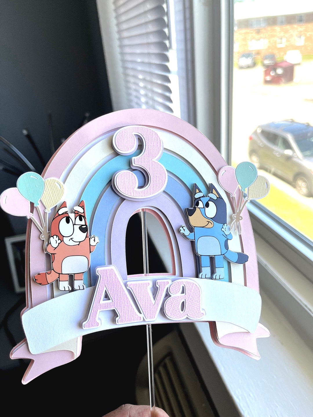 Bluey Inspired Cake Topper, Blue Party Decoration , Blue First Birthday ...