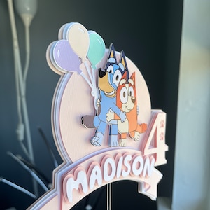 Bluey Inspired Cake Topper, Blue Party Theme, Cake Decoration, Blue ...