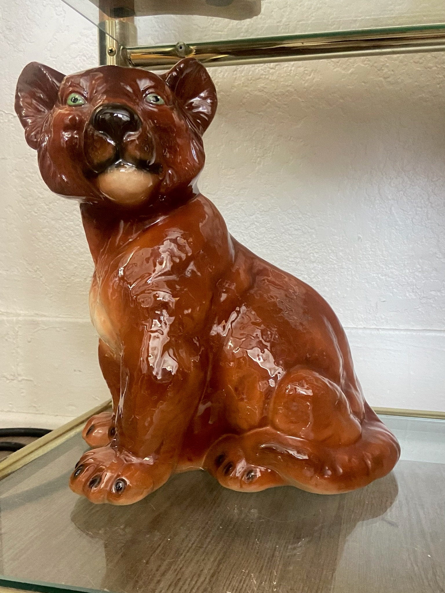 Vintage Ceramic Lion Cub Statue/ Dark Brown/ Rare Color - Etsy