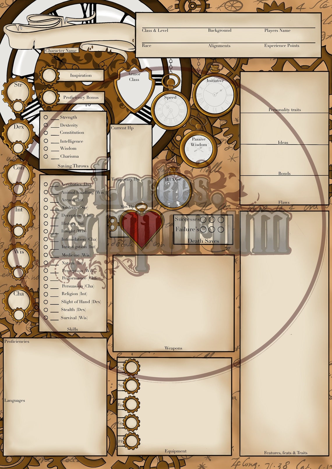 Dungeons and Dragons Artificer/steampunk Character Sheet - Etsy