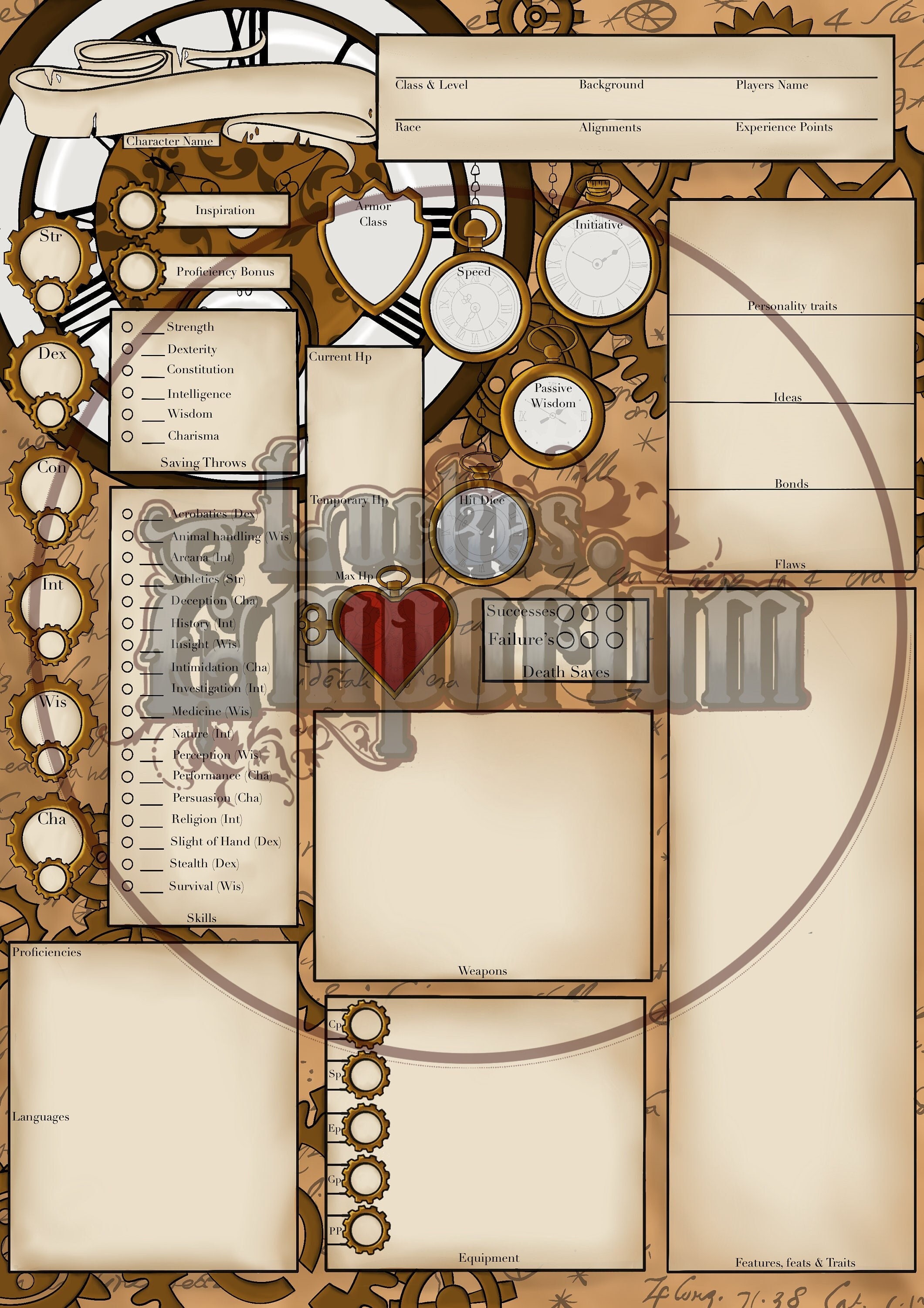 Dungeons and Dragons Artificer/steampunk Character Sheet - Etsy