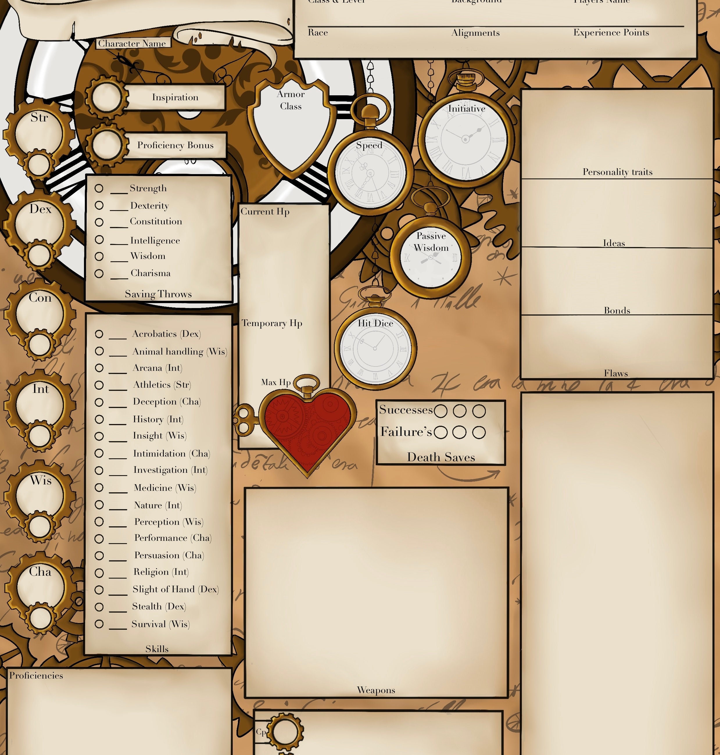 Dungeons and Dragons Artificer/steampunk Character Sheet - Etsy