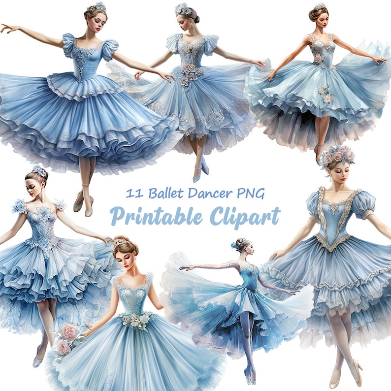 Blue Ballerinas Watercolor Clipart Bundle, Transparent PNG (digital Download) - Etsy