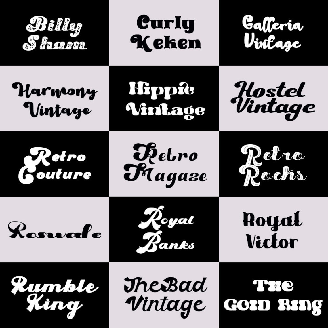 Modern Retro Font Bundle Best Collection, Vintage and Tattoo Font, Old ...