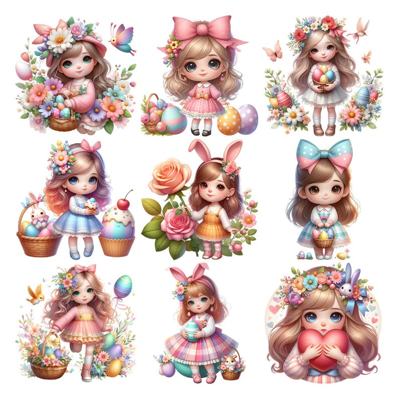 Easter Baby Girls Clipart PNG, Watercolor Easter Clipart, Cute Baby ...