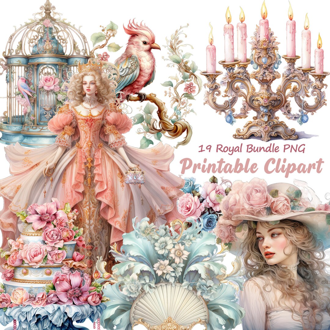 Baroque Princess Clipart Bundle, Princess Clipart, Princess PNG ...