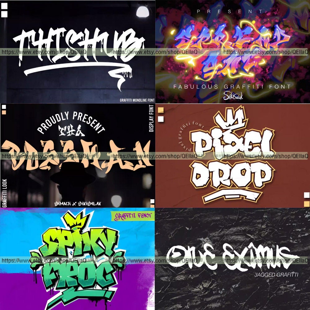 Graffiti SUPER COOL Font Bundle, Punk and Hip-hop Fonts, Street Style ...