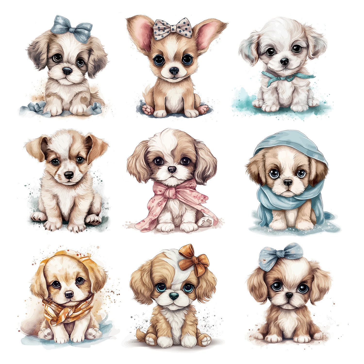 Watercolor Dog Clipart, Puppy PNG, Cute Poppy Clipart, Baby Dog Digital ...