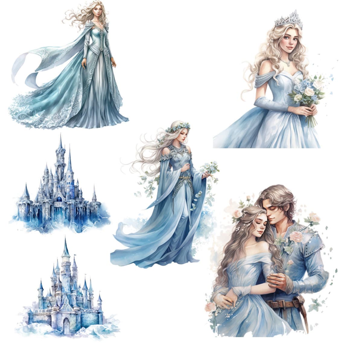 Snow Queen Castle Watercolor Clipart, the Game of Power PNG, Magic ...