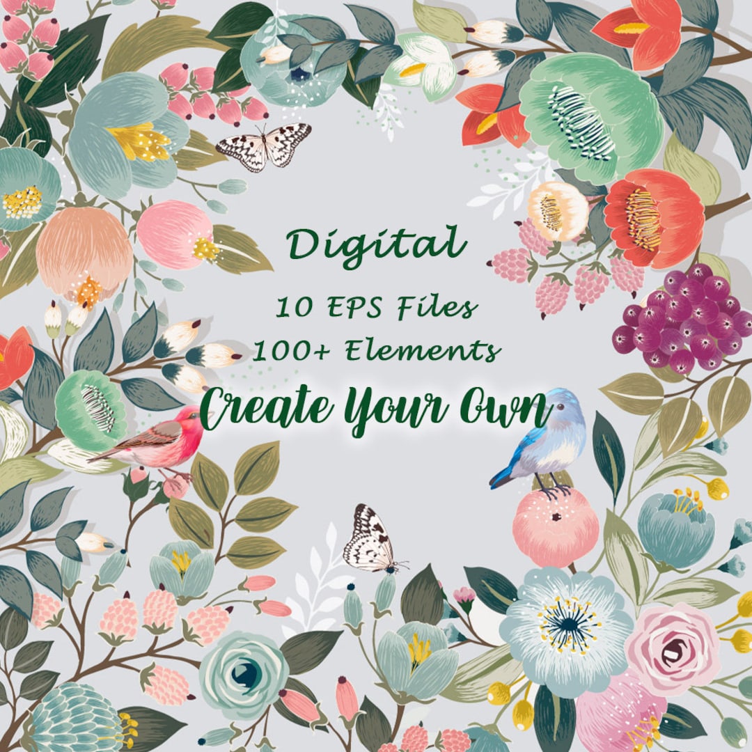 10 EPS Files Createable Hand Drow EPS Flowers, Wild Floral Bouquets ...
