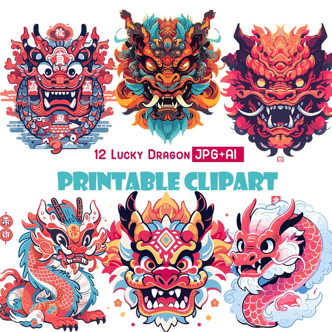 Lucky Dragon Clipart PNG, Myth King Art (digital Download) - Etsy