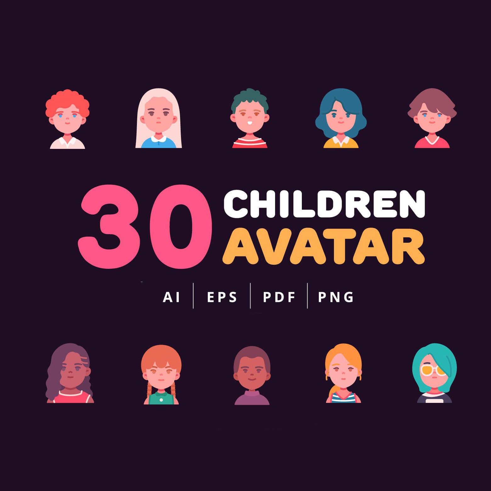 30 Kids Createable Vectors 4 Style PNG, EPS, PDF Kids Clipart, Children ...
