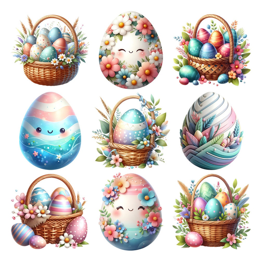 Easter Egg Artistry Clipart PNG, Springtime Joyful Eggs Clipart, Easter ...
