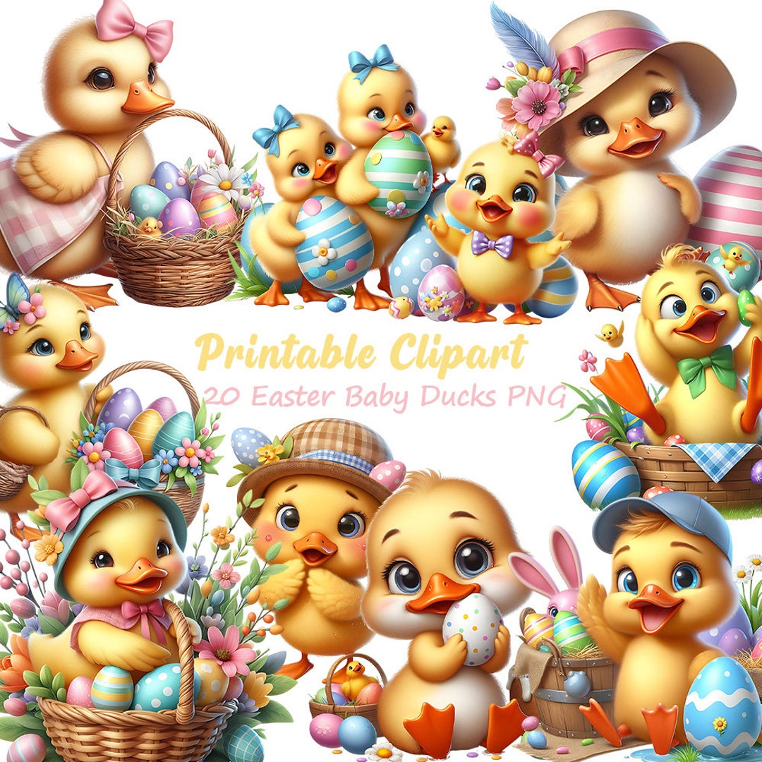 Easter Ducks Clipart PNG, Watercolor Easter Clipart, Cute Baby Animals ...