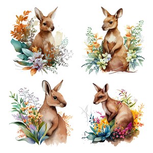 Watercolor Floral Kangaroo, Floral Kangaroo Png, Watercolor Kangaroo ...