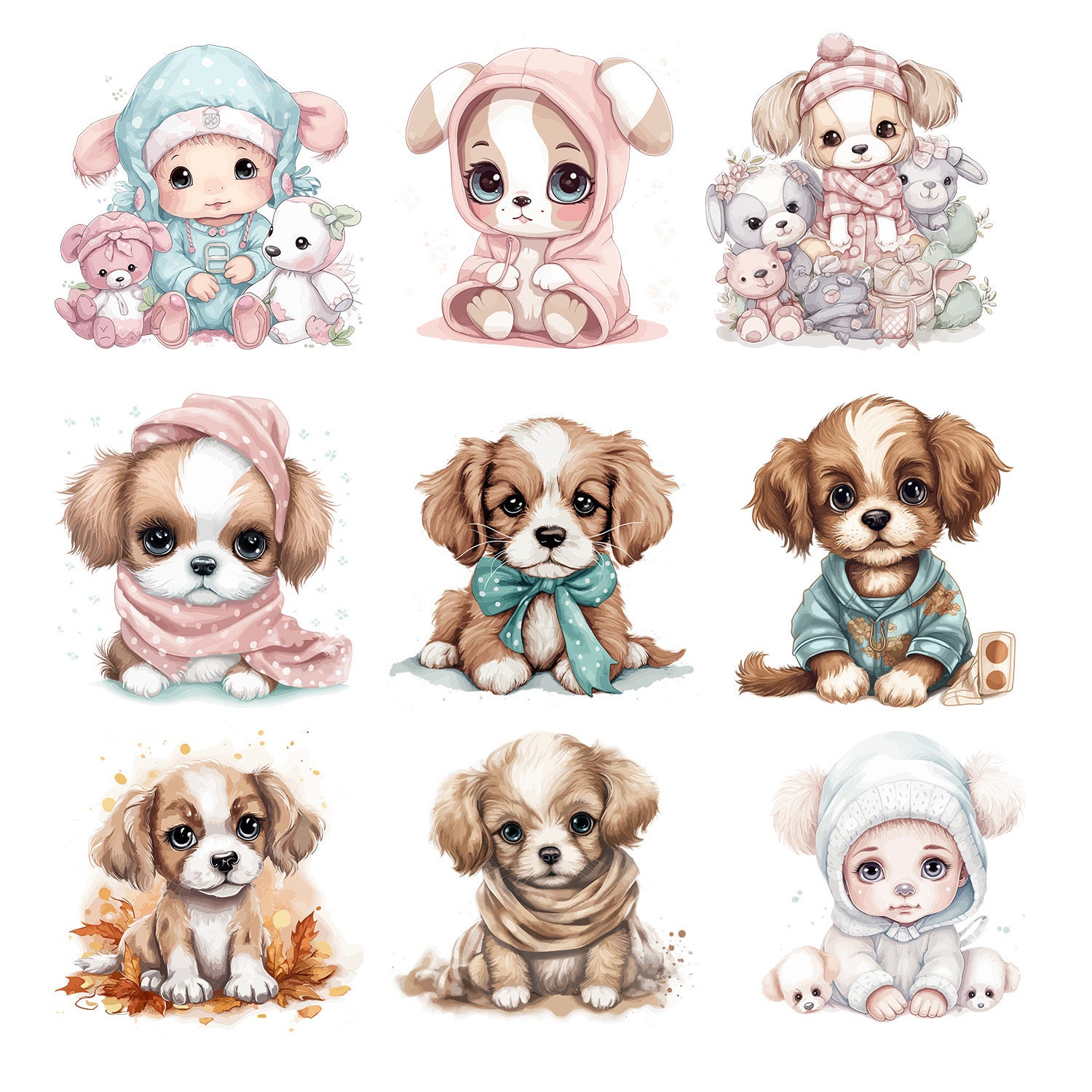 Watercolor Dog Clipart, Puppy PNG, Cute Poppy Clipart, Baby Dog Digital ...